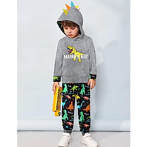 BAVADER Toddler Boy Clothes 18 24 Months Boy Clothes Mama's Boy Dinosaur Long Sleeve Hoodie Pant Sets Toddler Clothes for Boys
