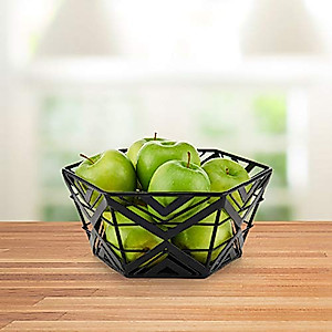 Scott Living Luxe Centerpiece Fruit Storage Basket, 10-Inch, Black