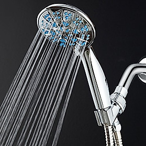 AquaDance 5514 Antimicrobial – Anti-Clog High-Pressure 6-Setting Hand Microban Nozzle Protection from Growth for Stronger Shower 3 Color Choices, Aqua Blue Jets,4 Inch