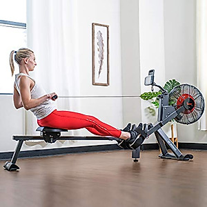 Sunny Health & Fitness Air Plus Magnetic Resistance Rowing Machine – SF-RW5940, gray