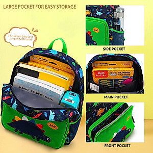 willikiva Kids Preschool Dinosaur Toddler Backpack for Boys and Girls School Bag(Green Dinosaur)