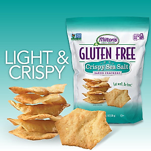 Milton's Craft Bakers Gluten Free Crispy Sea Salt Crackers - Baked Sea Salt Crackers, Non-GMO Project Verified, Kosher, Certified Gluten Free Sea Salt Snack, 5 Grains In Every Bite - 4.5 Oz