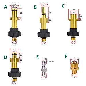 Electric Pressure Washer DIY Foam Cannon with 1/4” Quick Connector & Other 5 Adapters, Power Washer Adjustable Snow Foam Lance 0.6L Bottle, Jet Car Wash Soap Foam Nozzle, 500~2200PSI, 1.0~2.2GPM…