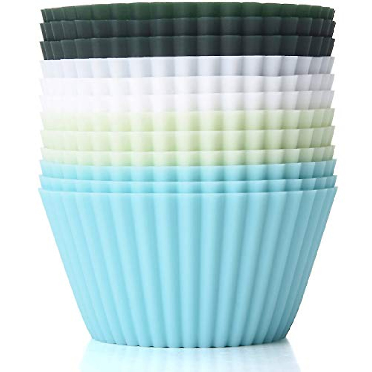 TeaRoo Silicone Baking Cups, Reusable 12 Pack Cupcake Liners Muffin Cups Nonstick Standard Size Cupcake Holder Molds Muffins Cup Molds