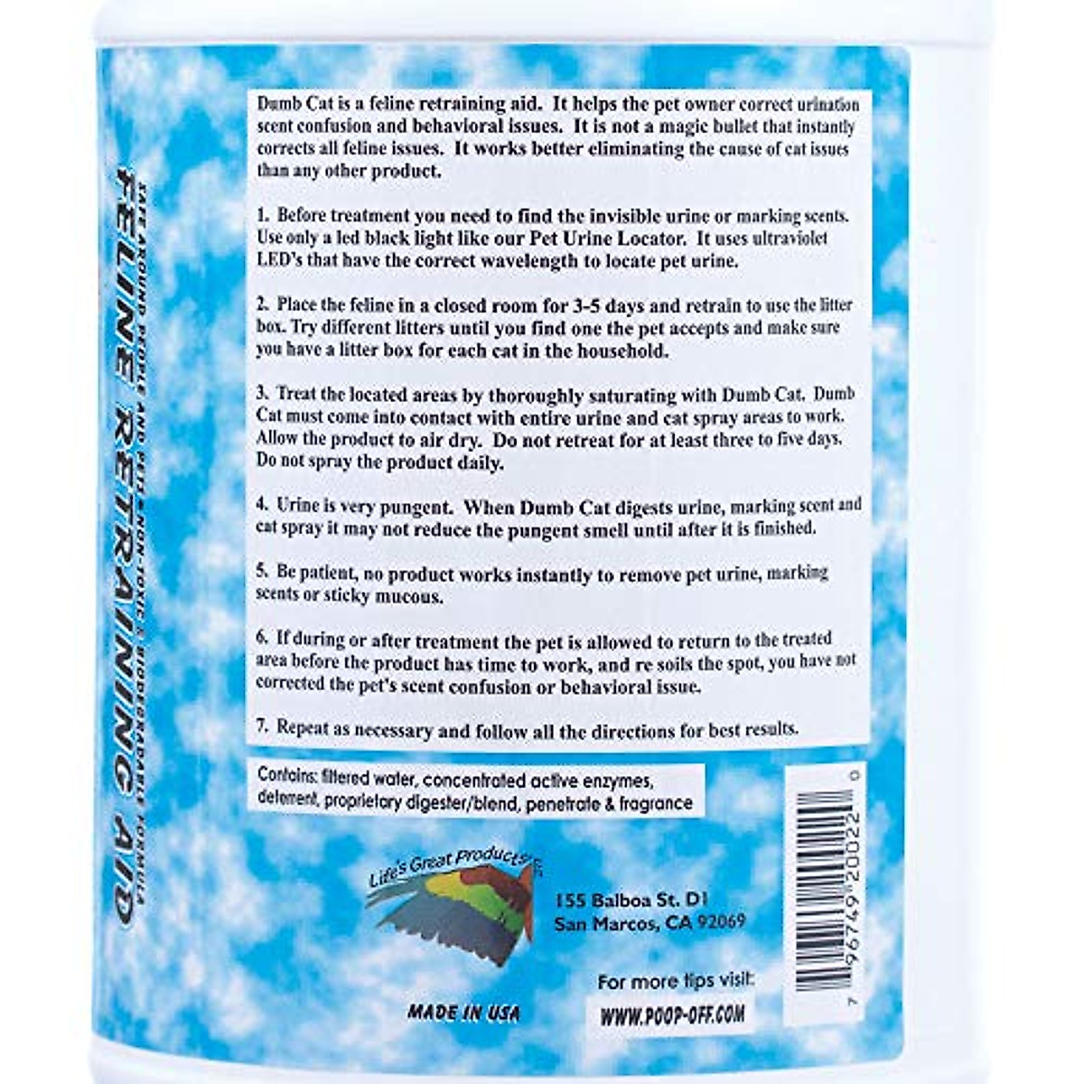 Dumb Cat Pet Odor Eliminator, Cat Pee Deterrent Spray, Cat Urine Remover, Cat Urine Cleaner, Cat Urine Odor Eliminator Spray, Cat Odor Eliminator, Anti Marking and Cat Spray Remover, 32 oz.