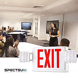 SPECTSUN 4 Pack LED Sign Emergency Light, Red Exit Sign Light with Battery Backup, Exit Light with Emergency Light/Photoluminescent Exit Sign/