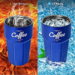 Stainless Steel Tumbler, Vacuum Insulated Tumbler,Coffee Travel Mug,Coffee Tumbler-Spill Proof with Lid - Travel Thermos Cup for Keep Hot/Ice Coffee,Tea and BeerBl,16oz,Klein Blue