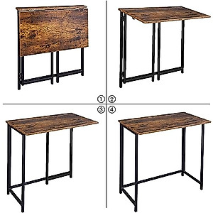 ENGERIO Folding Computer Desk, Space-Saving Home Office Desk, Modern Work Desk for Small Spaces, Foldable Computer Table, Simple Study Writing Table, Wooden Gaming Desk