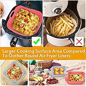 2Pcs Silicone Air Fryer Liners 8.5 inch for 4 to 7 QT Reusable Air Fryer Pot, Heat Resistant Easy Cleaning Air Fryer Silicone Pot for Air Fryer Accessories (Grey+Pink)