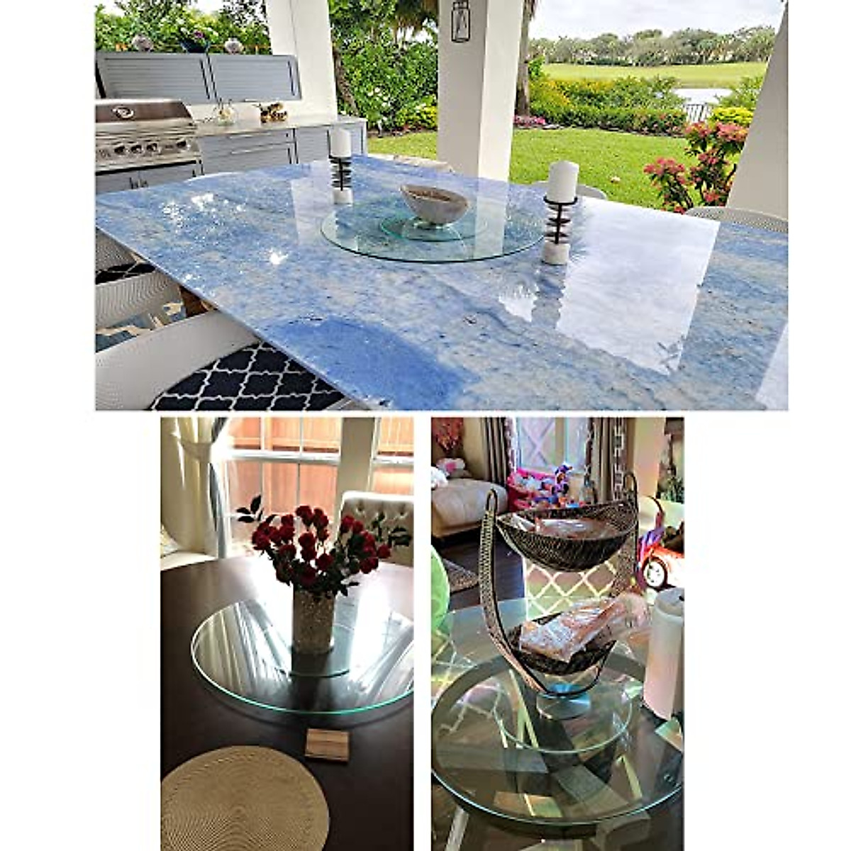 nycsuoani 80 cm (30 inch) Lazy Susan for Table,Tempered Glass Lazy Susan Turntable Round Clear Dining Table Tray Tabletop Organizer