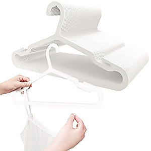 Yishyfier Plastic Clothes Hangers 16.5 Inches,Durable & Space Saving Coat Hanger Laundry/Daily Use,4mm Heavy Duty White Hangers for Coats,Jackets,T-Shirt,Pants & Dress(40Pack