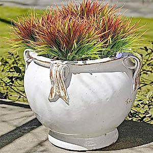 SzJias Fake Plants Outdoor Artificial Grass Plastic Plants UV Resistant Greenery (8 Pcs, Orange)