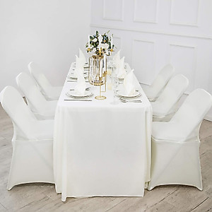 Ascoza 6pack 90x156 Inch Ivory Rectangular Tablecloth 8 Feet Table Cloth in Polyester Fabric for Wedding/Banquet/Restaurant/Parties