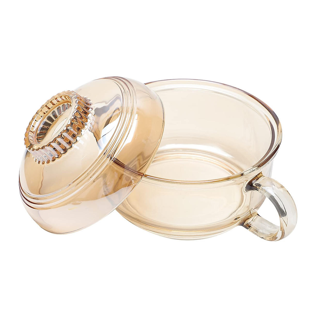 jojofuny Glass Noodle Bowl Japanese Soup Bowl Clear Food Bowl with Handle Microwave Safe Ramen Bowl Fruit Salad Cereal Dish Bowl Coffee