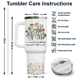 34HD 40oz Bestie Tumbler with Handle and Straw, Vacuum Insulated Friend Coffee Mug with Quote, Anniversary, Birthday Gifts for Best Friend, Coworkers, Sisters, Women