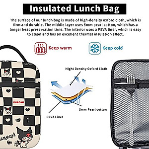 Horckey Kawaii Lunch Box Girls Reusable Insulated Anime Lunch Bag Large Capacity Luncgbags With Water bottle Holder Handbags Tote Bag For Woman