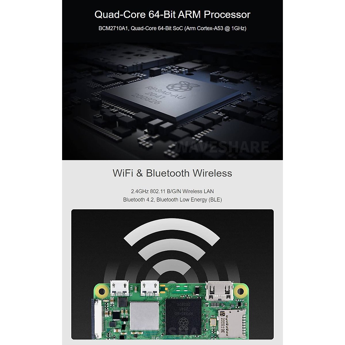 Waveshare Package H Compatible with Raspberry Pi Zero 2 W Bundle with 2.13inch Touch e-Paper HAT(with case) Power Supply 5V/3A Micro Card 16GB Card Reader and So On (8 Items)