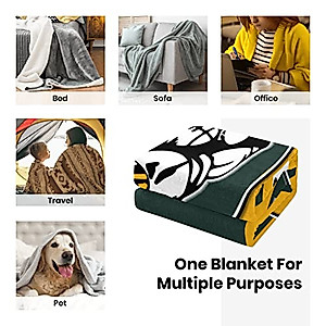 Green Bay Throw Blanket Thickened Custom Any Name and Number for Men Women Youth Gifts, 80 x 60 inch