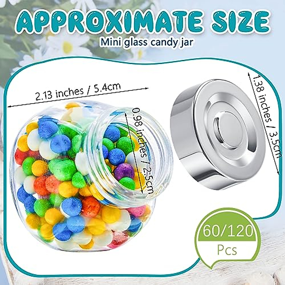 Umigy 60 Pieces Mini Glass Jars with Lids 1.7 oz Mini Candy Jars Tiny Mason Jars Small Glass Containers with Lids for Favors Wedding Gifts Spice Honey Sugar Scrub Herbs