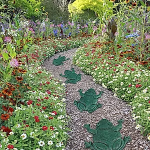 MDLUU 3-Pack Frog Stepping Stone, Cast Iron Frog Art, Decorative Flagstone for Garden Walkway, Flower Bed