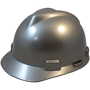 MSA V Cap Style Hard Hats w/FasTrac III Suspensions and Handy Tote Bag - Silver