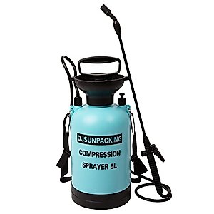 DJSUNPACKING Portable Pump Pressure Garden Sprayer with Pressure Relief Valve and Adjustable Shoulder Strap in Lawn, Yard, Weed(1.3 Gallon, Blue)