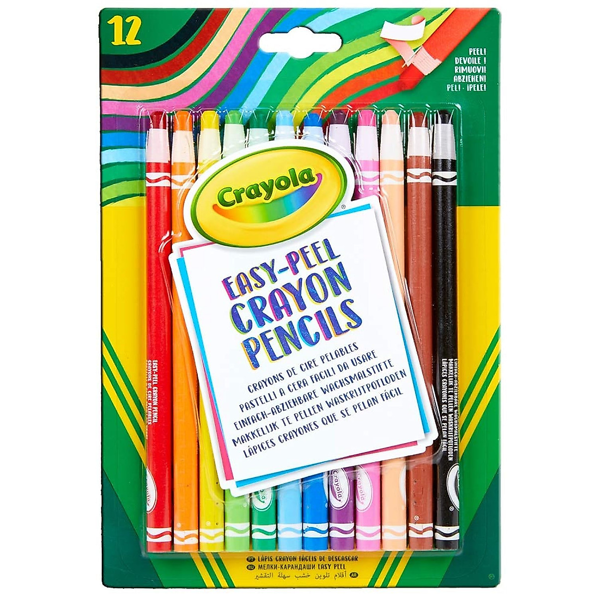 CRAYOLA Easy Peel Crayon Pencils, Pack of 12