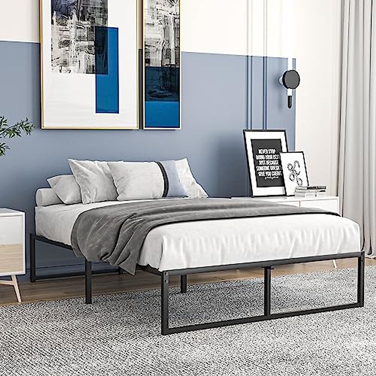 VECELO 14 Inch Queen Size Metal Platform Bed Frame,Industrial（2 Set）