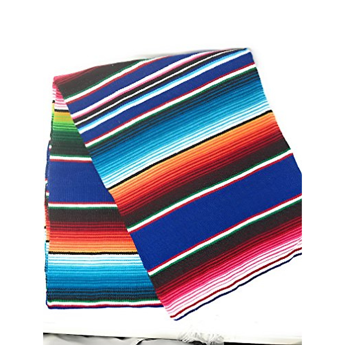 Mexitems Large Authentic Mexican Blankets Serape Blanket 84" X 60" (Pick Your Color) Pattern Might Vary Slightly (Royal Blue) Zarape