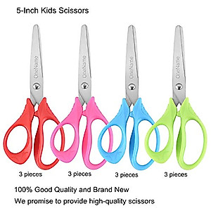 5" Kids Scissors 12 Pack,Kid Safety Scissor For School Scissors Soft Comfort-Grip Handles Sharp Blade Blunt Student Scissors ages 4+,Child Small Scissors,Crafting
