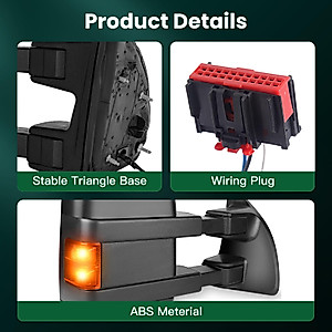 SCITOO Towing Mirror for Ford for F250 for F350 for F450 for F550 Super Duty 2008 2009 2010 2011 2012 2013 2014 2015 2016 With Power Heated Turn Signal Tow Mirrors