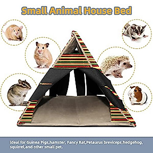 Y-DSIWX Guinea Pig Hideout Cozy Hamster House Cave for Bunny Chinchilla Hedgehog Small Animal Vintage Red Green Yellow Stripes Xmas