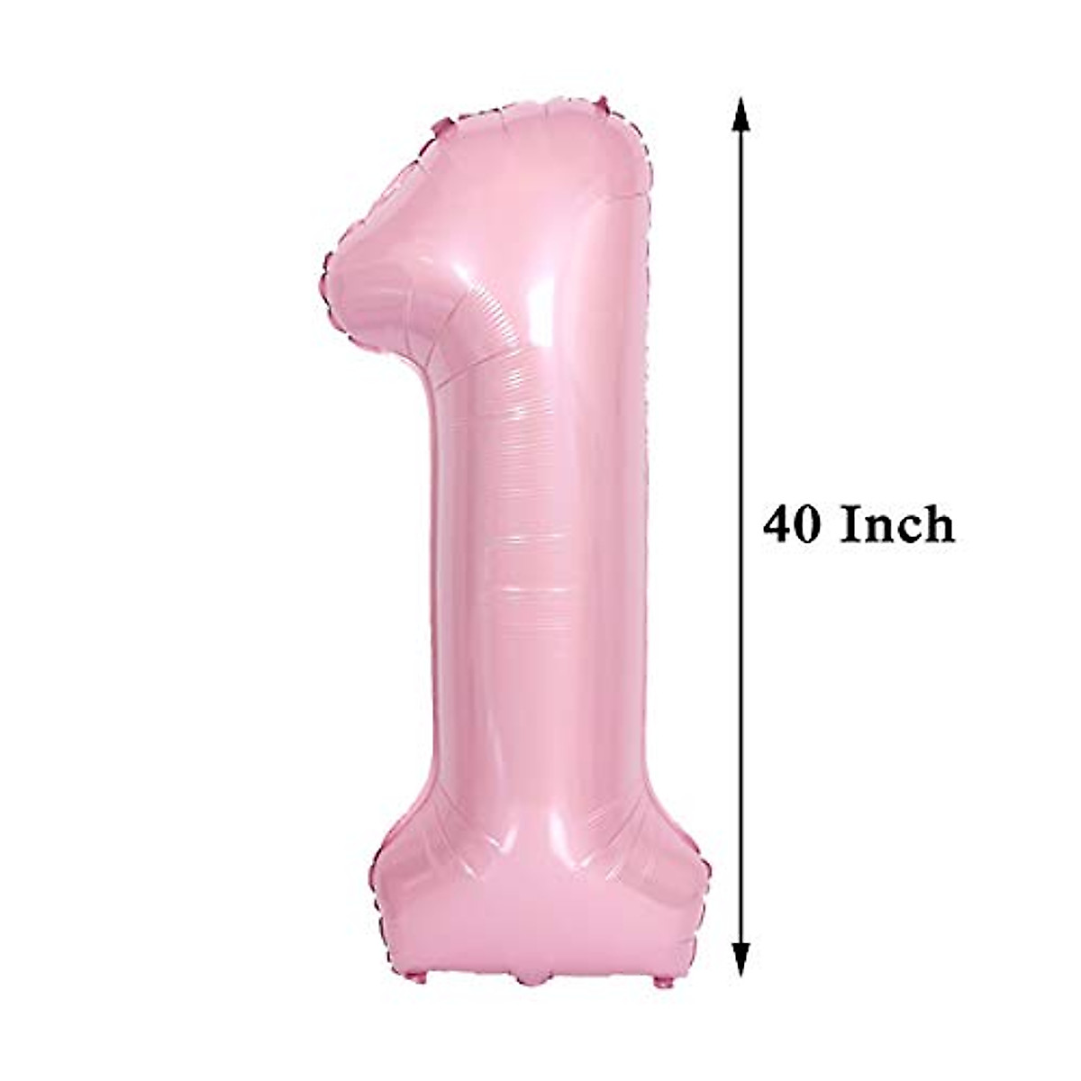 JANOU Number 1 Pink Balloon 40 Inch Big Helium Foil Balloons 1st Birthday Baby Shower Wedding Party Decoration