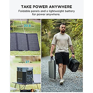 EF ECOFLOW Solar Generator DELTA2 with 220W Solar Panel, LFP(LiFePO4) Battery, Fast Charging, Portable Power Station for Home Backup Power, Camping & RVs