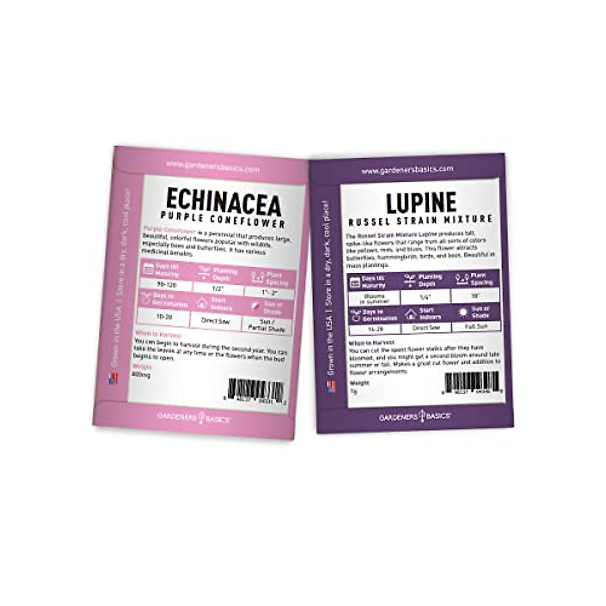 Perennial Flower Seeds for Planting Outdoors (5 Variety Pack) Lupine, Columbine, Echinacea Purple Coneflower, Black Eyed Susan, Shasta Daisy for Pollinators Wildflower Seed by Gardeners Basics