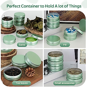 YQ 24 Pack 4 oz Tins Aluminum Metal Tins with Lids Empty Round Salve Tins Container Food Storage Container 4oz Tins with Lids for Salve,Cosmetic, Lip Balm,Candle,Candy(Green), 24004