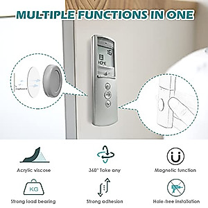 5 Pack Magnetic Remote Control Holder Wall Mount Holders Hole-Free Phone Charging Organizer Storage Containers For Home Office School Supply Storage - strong magnet securely hold (Grey)