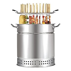 AIZYR Stainless Steel Charcoal Grill - Portable Smokeless Grill with BBQ Accessories Kit for Outdoor Cooking Camping Picnics,40 * 40cm