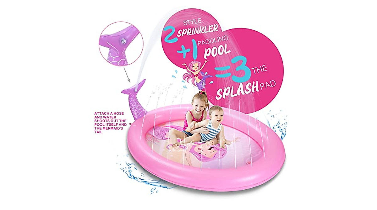 Splash Pad Kiddie Pool,Sprinkler for Kids,Inflatable Swimming Pool for ...