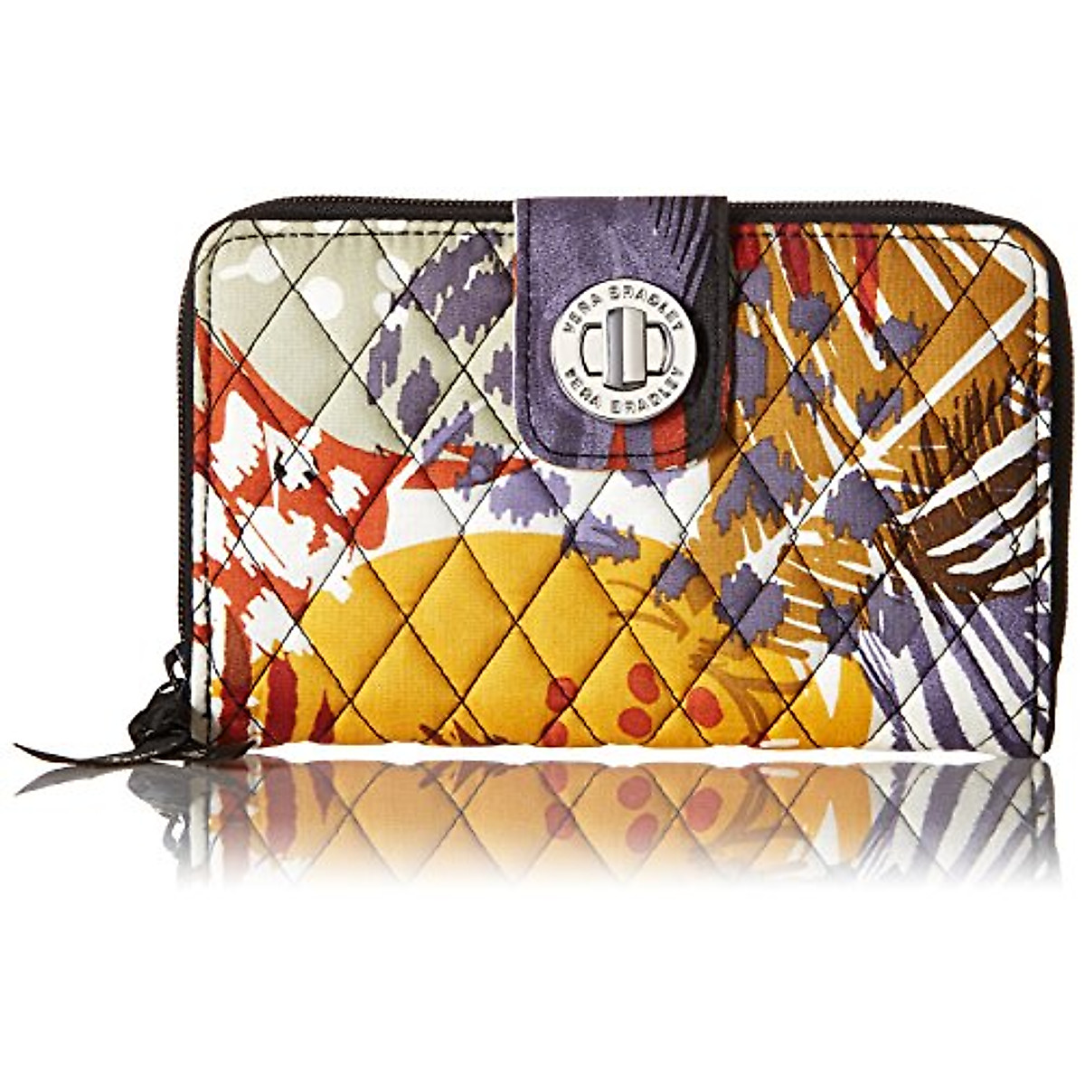 Vera Bradley Women's Cotton Turnlock Wallet, Painted Feathers, One Size