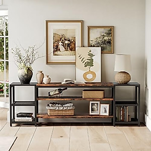 LITTLE TREE 78 Inch TV Stand for Living Room, Entertainment Center for TVs up to 85 Inches, Media Console for Bedroom, Farmhouse Television Stands with Storage, Modern Wood TV Console