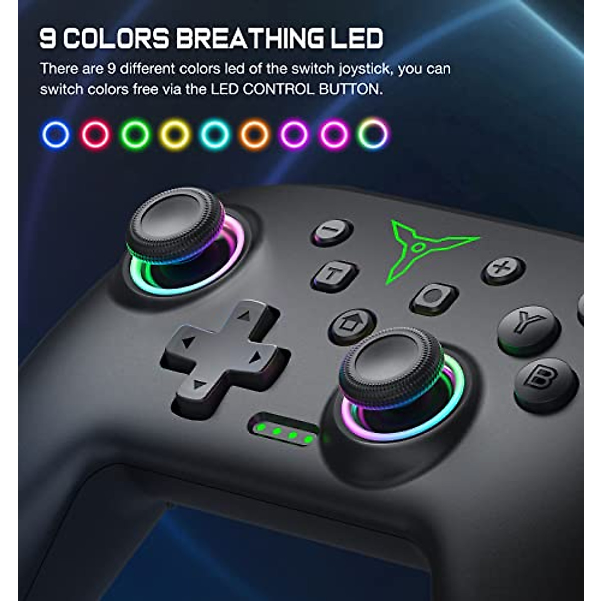 Switch Controller, Wireless Switch Controller Compatible with Switch Controller/Switch Lite/OLED, Wireless Switch Controllers Work with iOS/Android/PC with RGB Light, Programmable, TURBO & Wakeup