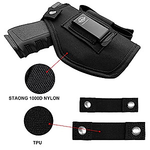 Gun Holsters For Pistol 9mm IWB/OWB Fit: Glock 19 17 43x- Taurus G3C G2C- Sig Sauer - S&W M&P Shield 9mm - Ruger - Colt 1911 - Springfield ... For 3.1'' - 4.7'' Barrel Pistol with Mag Pouch Right/Left