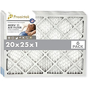 Proairtek AF20251M11SWH Model 20x25x1 Pack of 6 Air Filters, MERV 11; Ideal for Anyone Wanting Clean, Crisp Air in Their Home