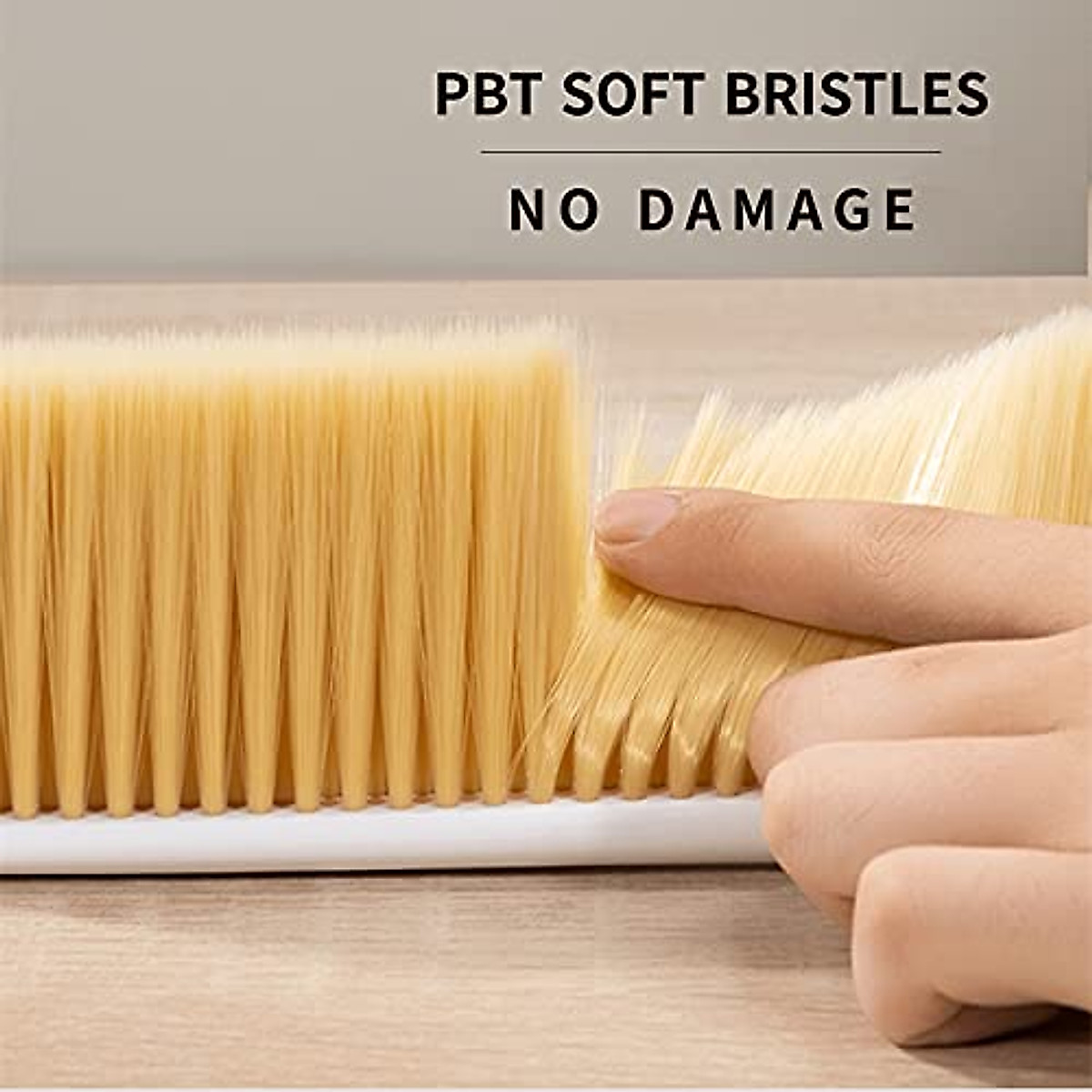 Kpoooku Hand Broom Cleaning Brushes- Soft Counter Duster Furniture Dusters Brush with Long Wooden Handle Household Dusting Tool (1