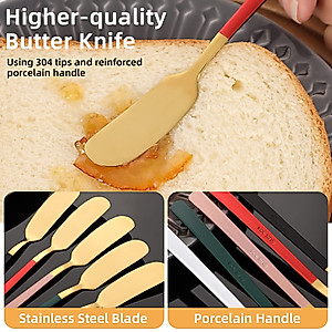 Butter Knife Stainless Steel Cheese Knife Household Butter Spatula, Jam and Dessert Small Scraper，Cheese Butter Spreaders (5Pcs Color mixing)