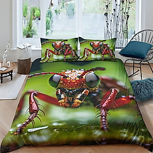 EVMILA Ants Comforter Covers Duvet Cover Quilt Cover 3D Print Insects for Teens and Adults with Pillow Cases with Zipper Closure Soft Microfiber Bedding Set 3 Pieces Full（203x228cm）