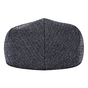 STARANCE Men Hat Wool Blend Newsboy Ivy Hat Tweed Flat Cap (Herringbone Gray, 7 1/2)