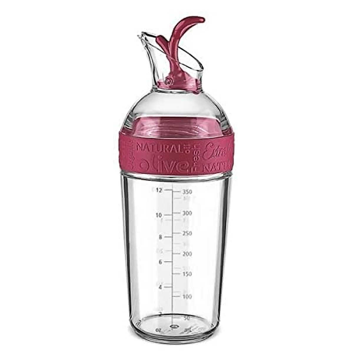 Salad Dressing Shaker For Mixing Ranch And Sauce, One Hand, Leak Proof, Spout Lid for Pouring And Measurement Marks With Good Grip Rubber, Italian Dressing Shaker, And Oil And Vinegar Dispenser - 12oz