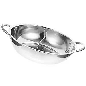 Shabu Hot Pot with Divider Hot Pot with Divider, Stainless Steel Shabu Shabu Hot Pots Dual Sided Soup Cookware Cooking Pot for Induction Cooktop Gas Stove, 28cm